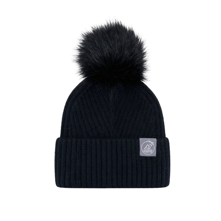Black Silk-Lined Cashmere Beanie | Ribbed Pom Pom Hat Australia – LS ...